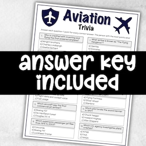 Printable Aviation Trivia, Airplane Birthday, Aviation Baby Shower ...