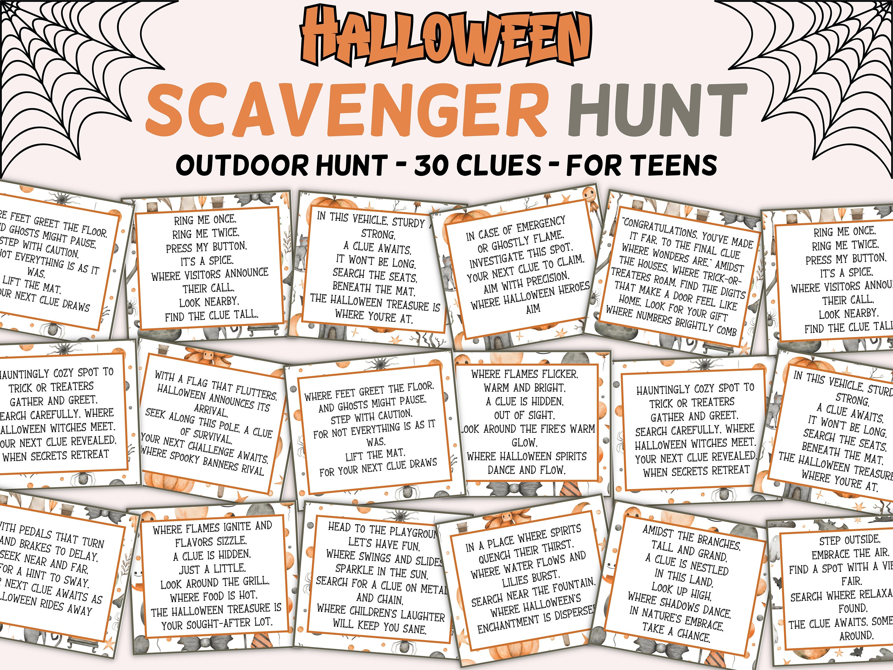 Outdoor Halloween Scavenger Hunt Kids and Teens Scavenger - Etsy