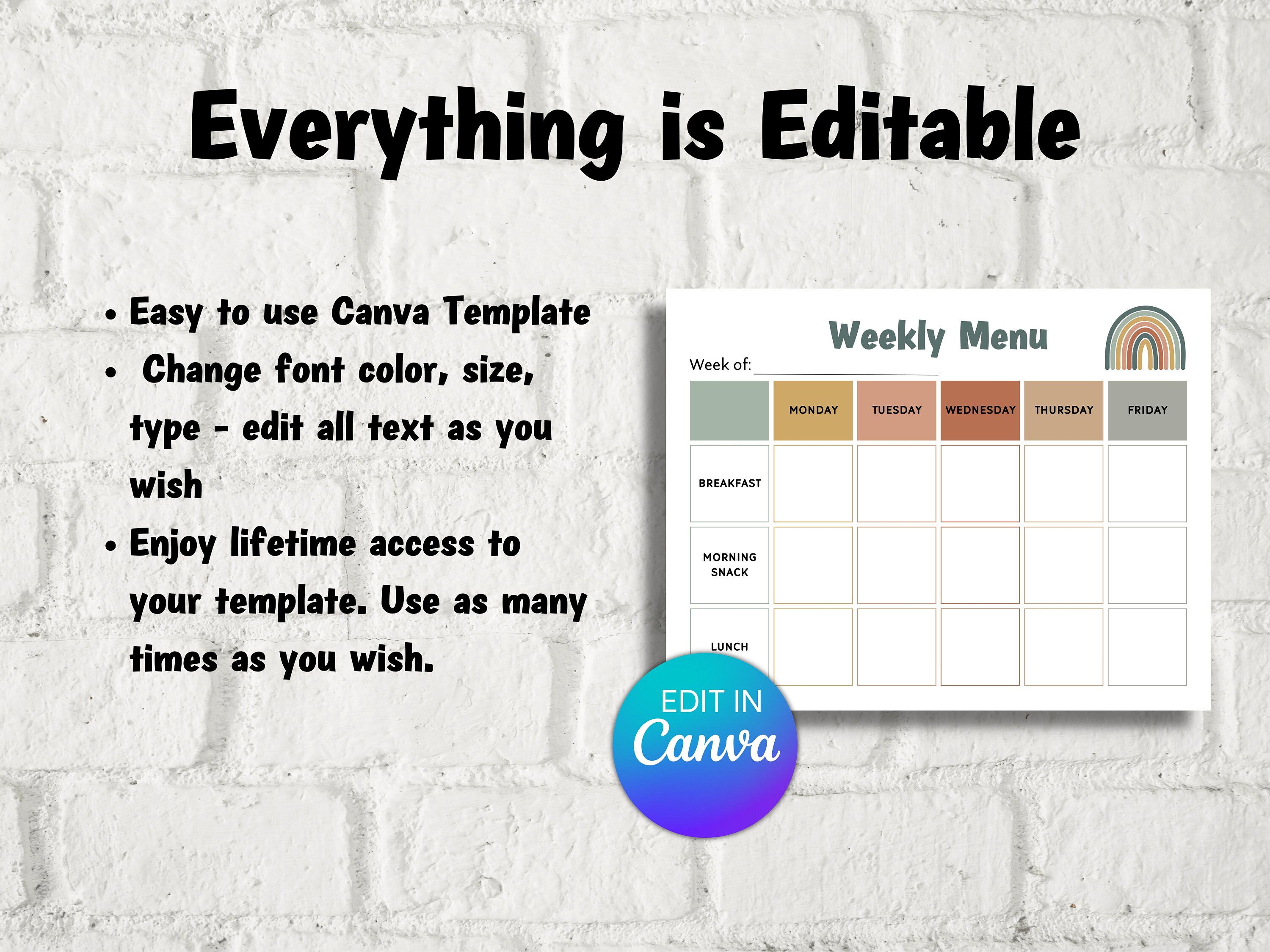 Editable Menu I Weekly Meal Planner I Monthly Menu Template I Home ...