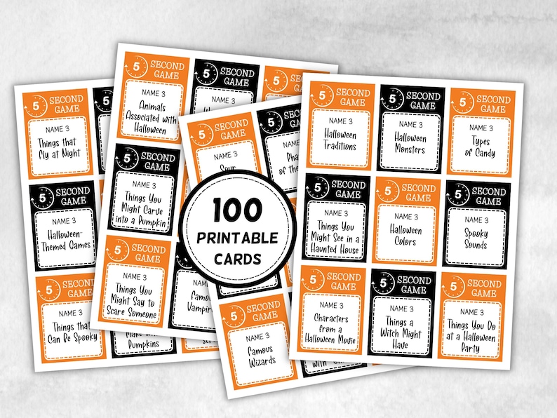 Halloween 5 Second Game, Family Fun Night, Spooky Party Activity, Fast ...