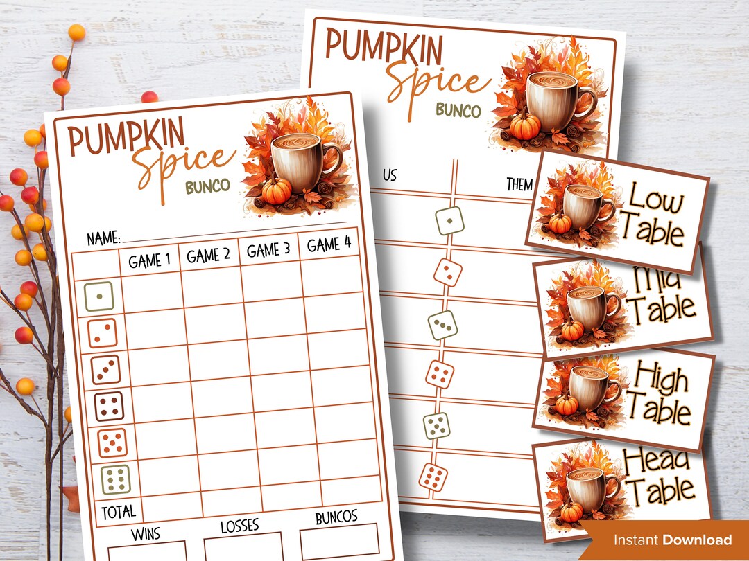 Bunco Score Cards I Thanksgiving Printable Bunco Cards I Bunco Score ...