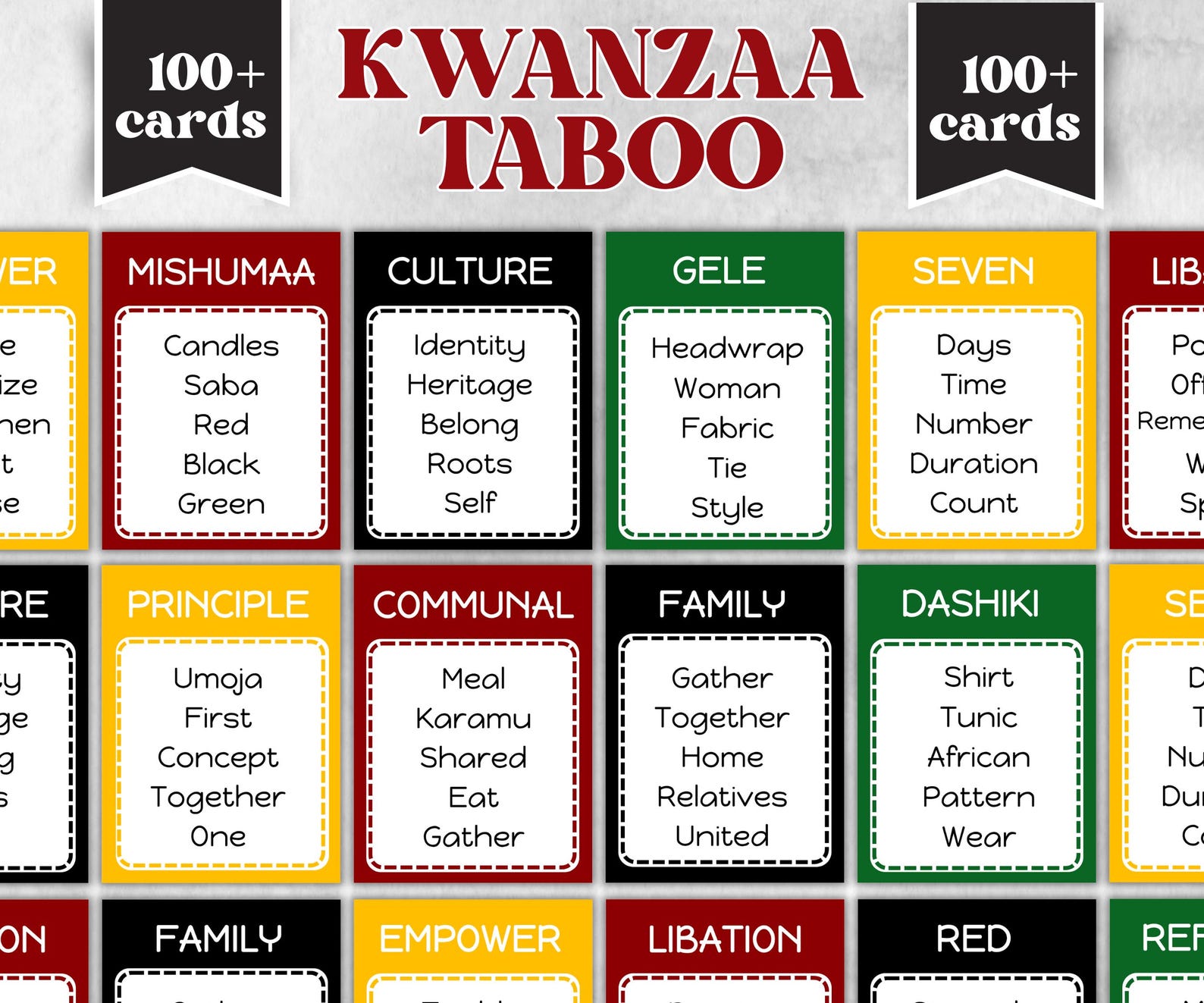 Kwanzaa Taboo Forbidden Game, African American Kids Adults Party ...