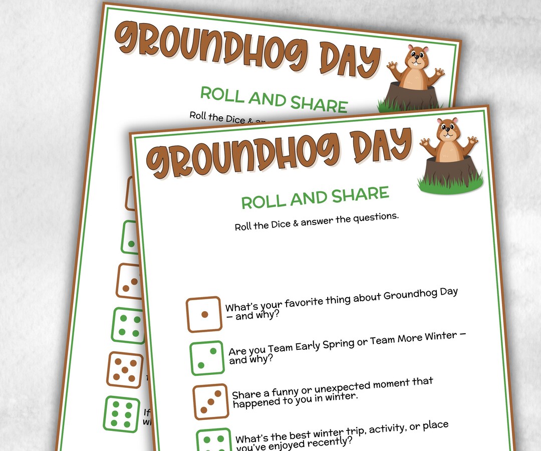 Groundhog Day Roll and Share, Icebreaker Activities, Adult Party, Mix ...