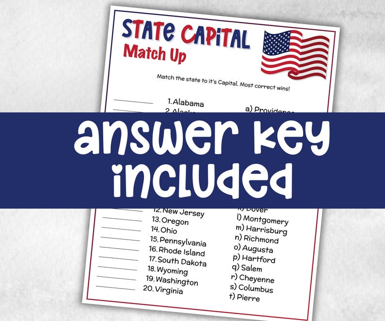 USA State Capital Trivia, Drinking game, American Trivia, Classroom ...