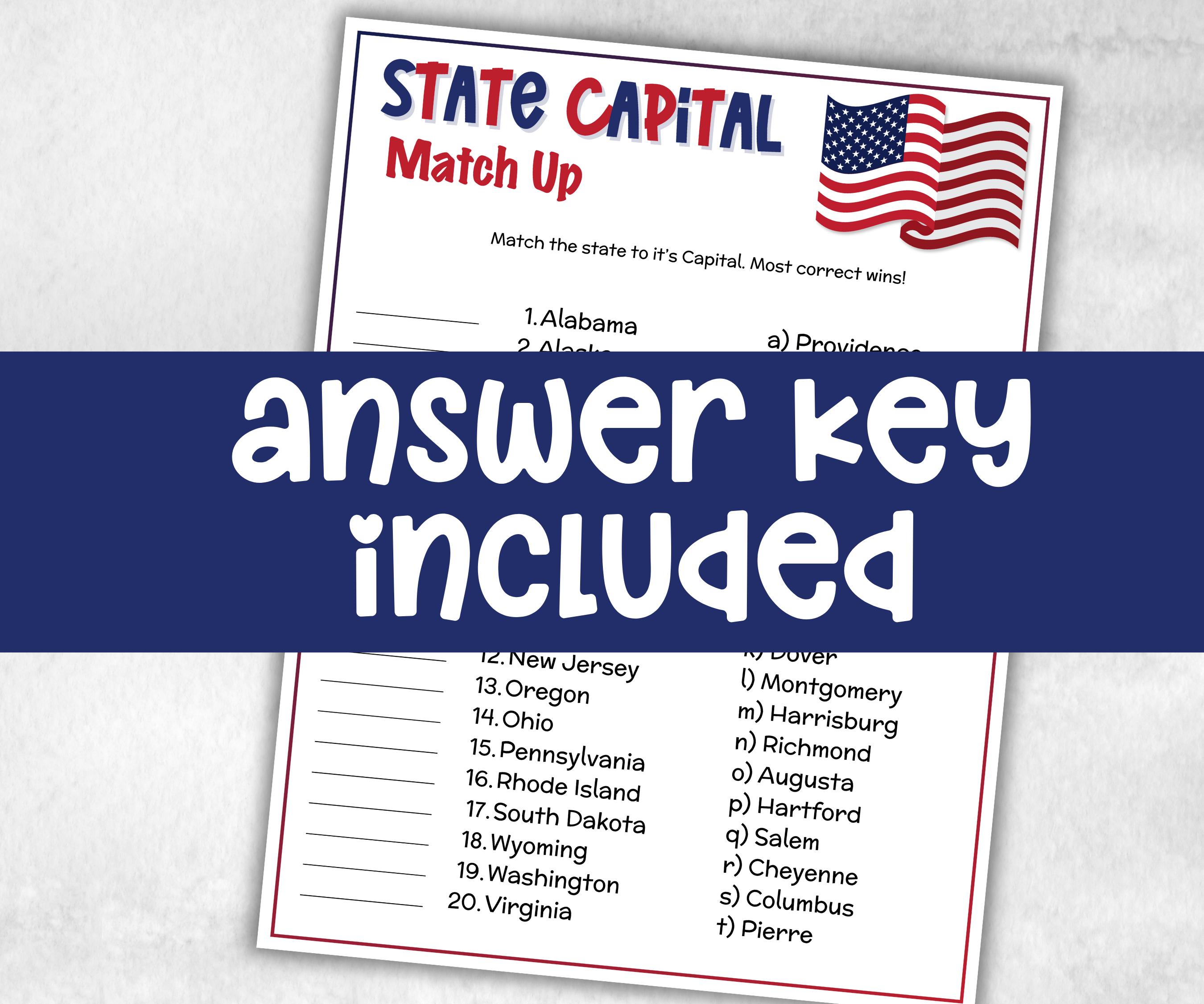 USA State Capital Trivia, Drinking game, American Trivia, Classroom ...