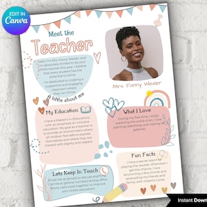 Meet the Teacher Editable I I Meet the Teacher Boho Template I Editable ...