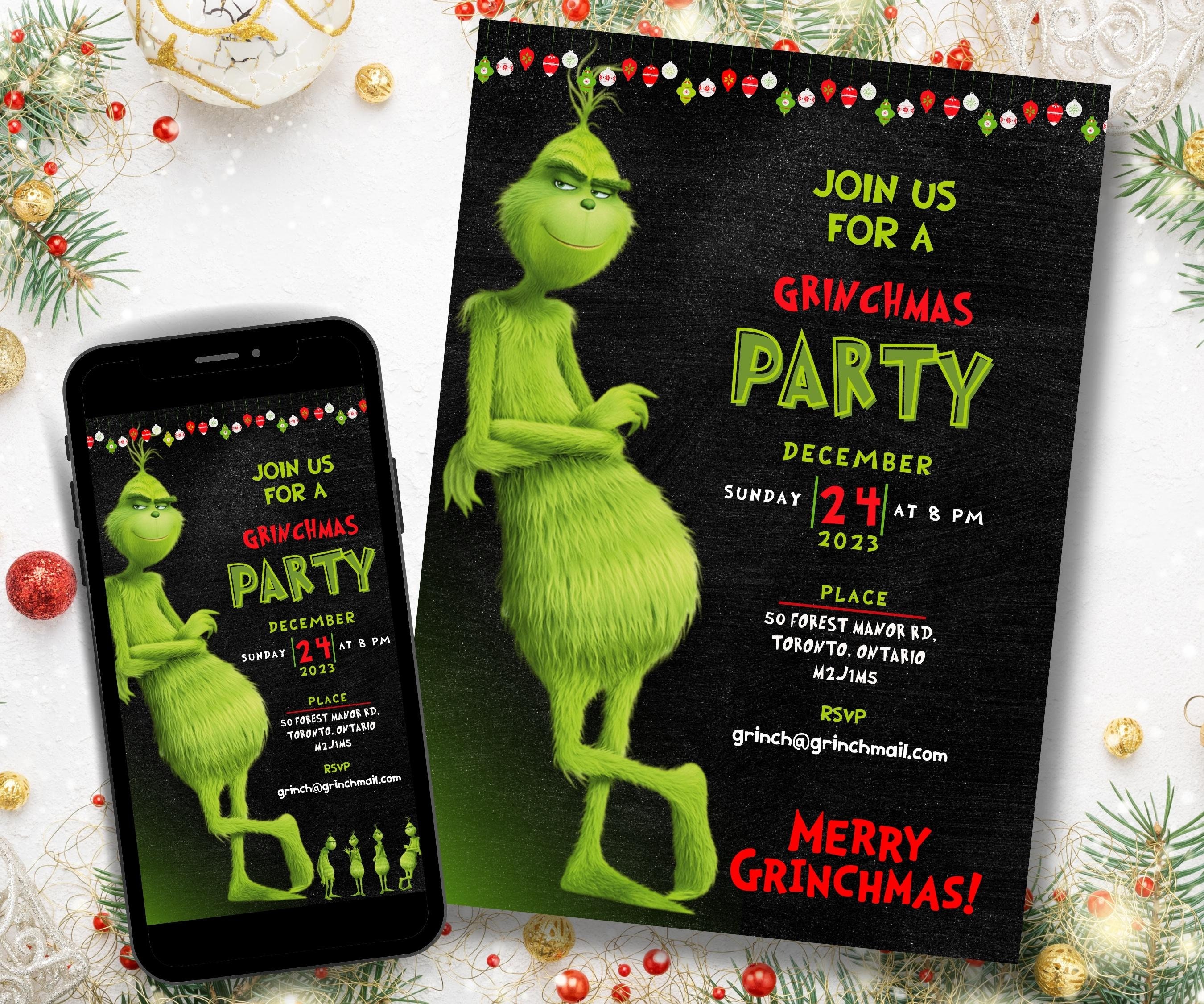 Christmas Party Invitation | Grinch Party Ideas | Grinch Christmas ...