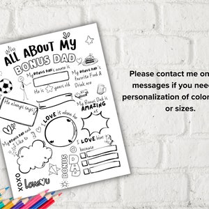 All About My Bonus Dad Fill in the Blank I Father's Day Gift I Gift for ...
