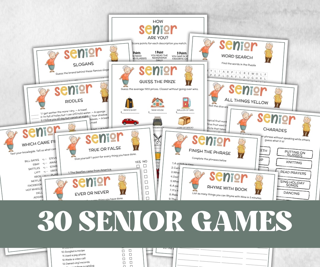 Senior Party Games Bundle, Family Game Night, Senior Conversations ...