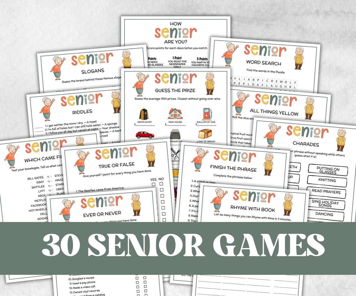 Senior Party Games Bundle, Family Game Night, Senior Conversations ...