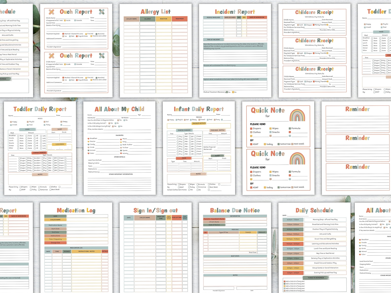 Daycare Forms Bundle, Starter Kit, Childcare Forms, Inhome Daycare ...