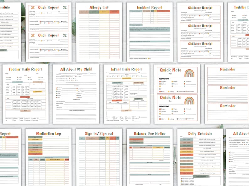 Daycare Forms Bundle, Starter Kit, Childcare Forms, Inhome Daycare ...