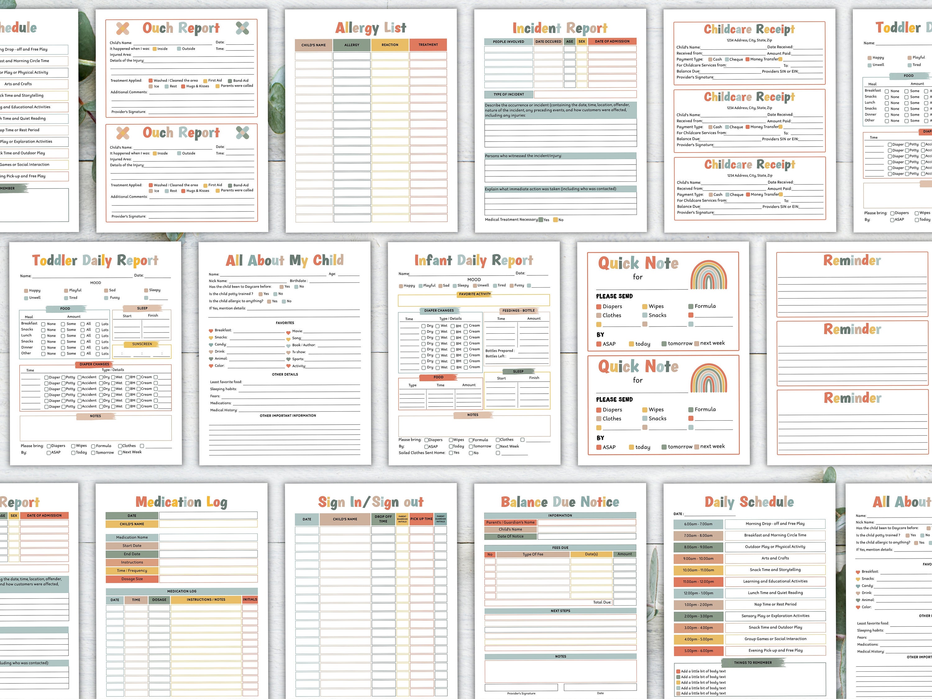Daycare Forms Bundle, Starter Kit, Childcare Forms, Inhome Daycare ...
