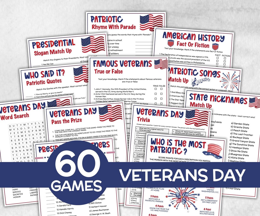 Veterans Day Game Bundle, ISA Game, American Game, Patriotic Songs ...