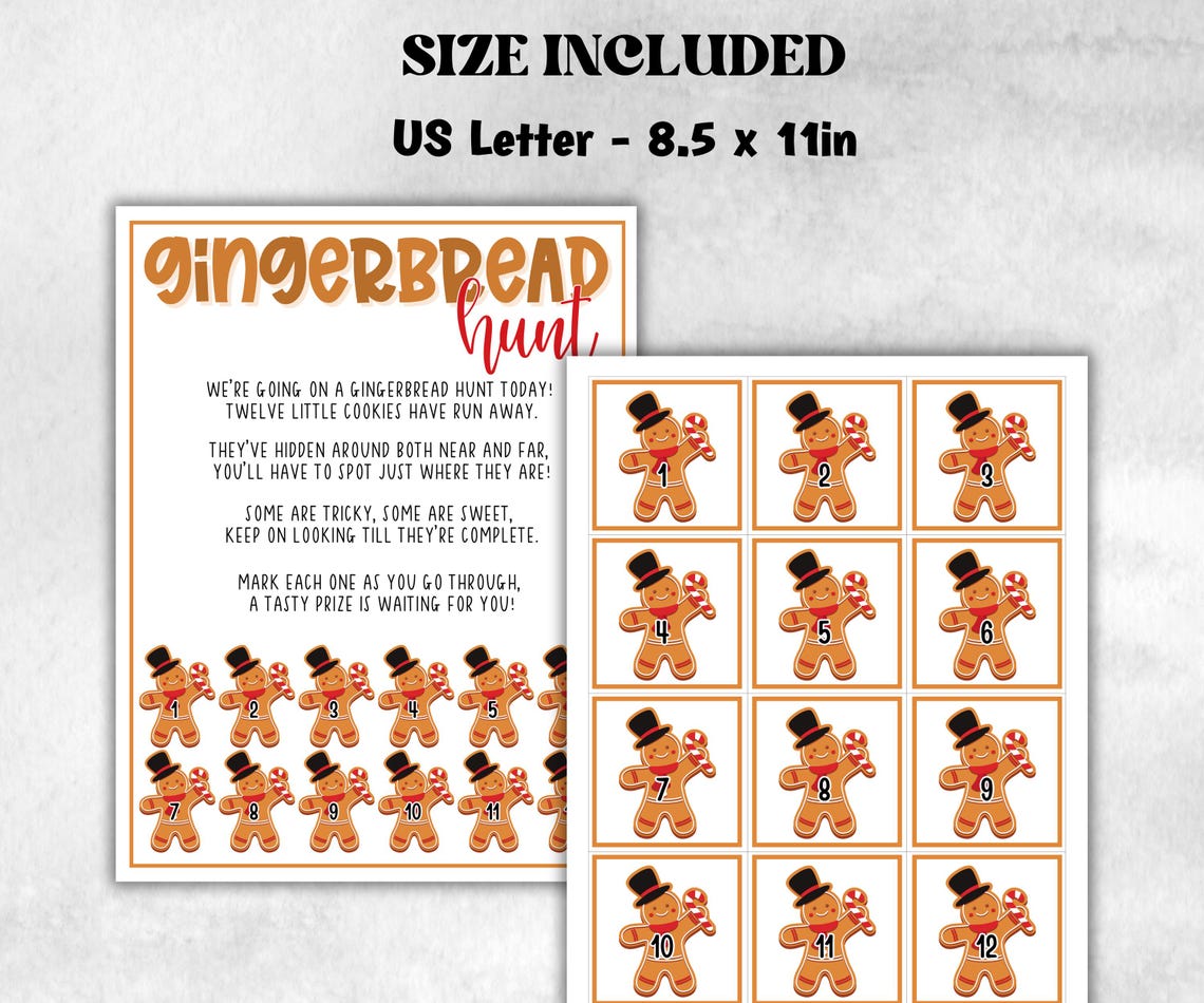 Gingerbread Scavenger Hunt Game, Kids Gingerbread Game, Xmas Scavenger ...