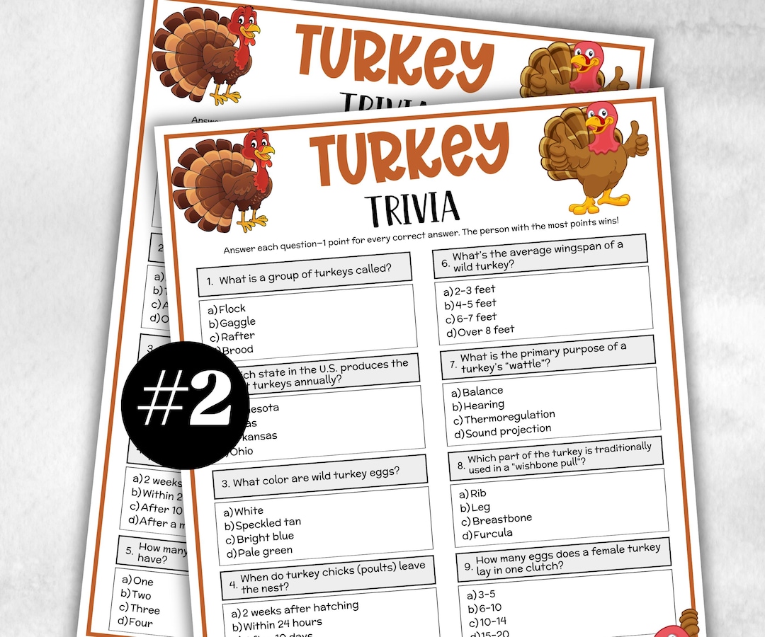 Turkey Trivia Game, Thanksgiving Friendsgiving Game, Thanksgiving Quiz ...