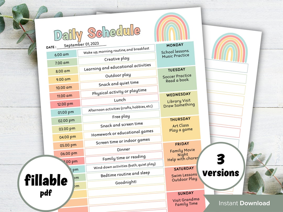 In Home Daycare Kids Daily Schedule, Homeschool Schedule, Kids Weekly ...
