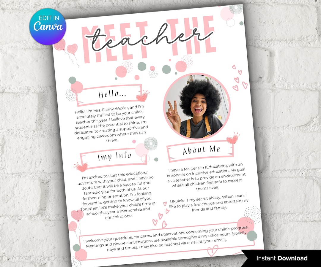 Meet the Teacher Editable I I Meet the Teacher Pink Template I Editable ...
