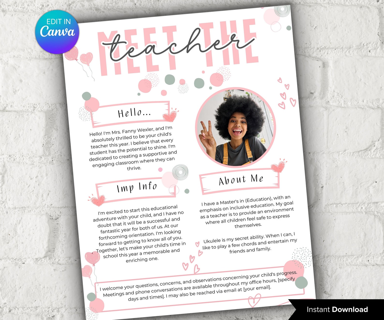 Meet the Teacher Editable I I Meet the Teacher Pink Template I Editable ...