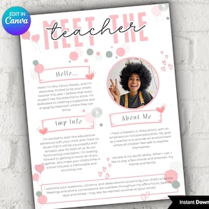 Meet the Teacher Editable I I Meet the Teacher Pink Template I Editable ...