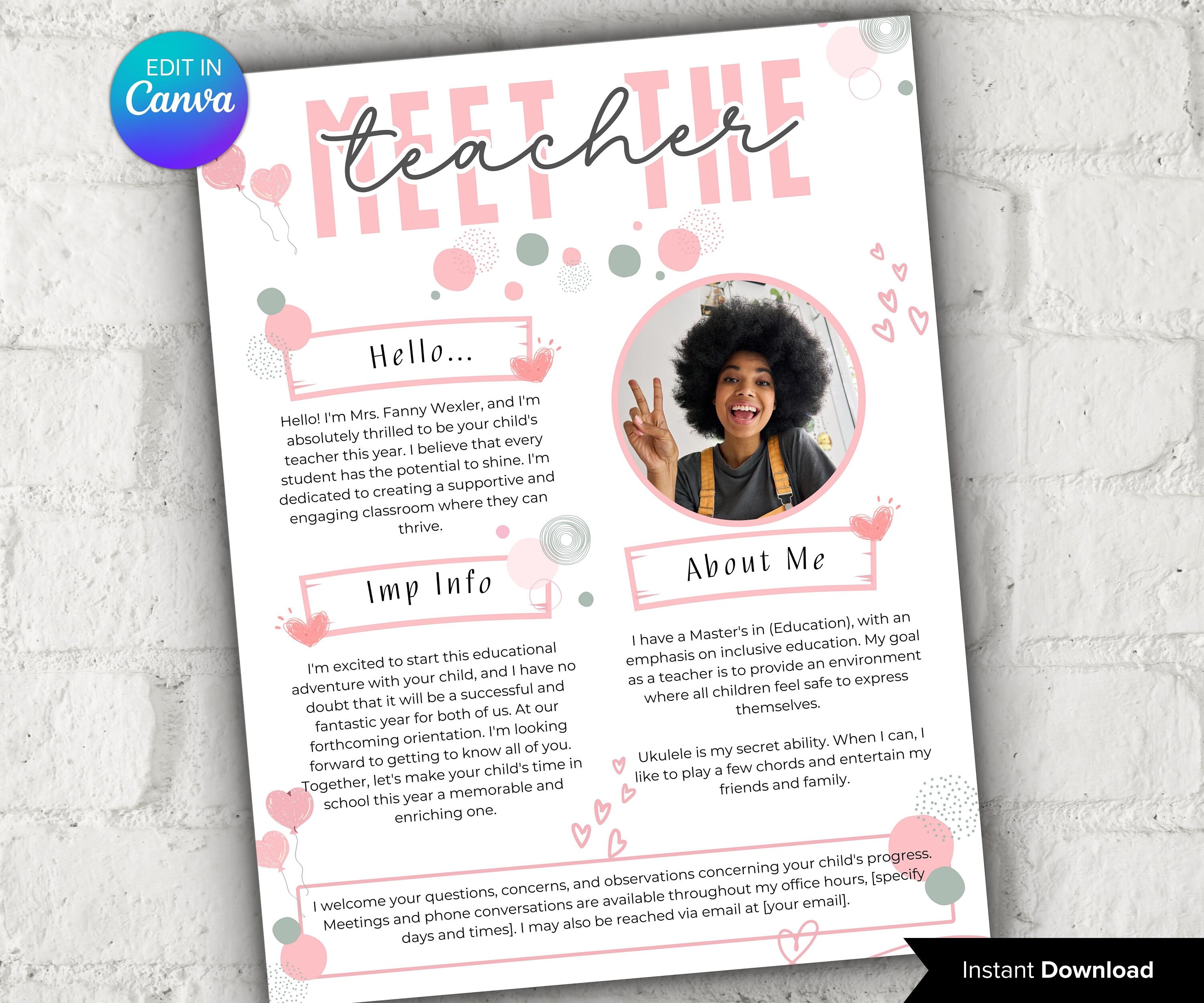 Meet the Teacher Editable I I Meet the Teacher Pink Template I Editable ...