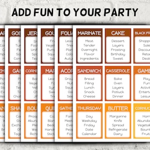 Thanksgiving Taboo Game, Fall Autumn Words Card Game, Family Reunion ...