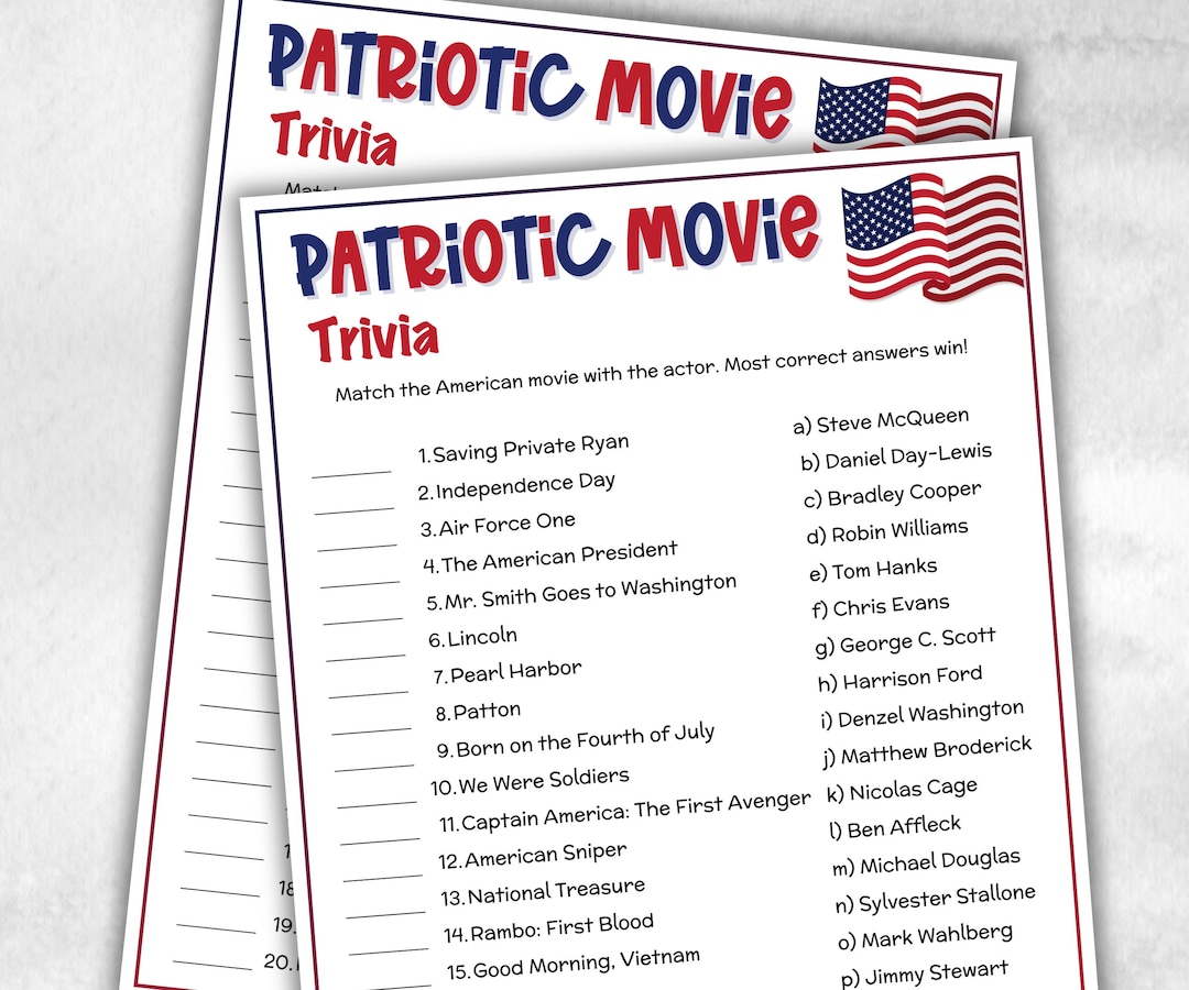 Patriotic Movie Trivia, Drinking game, American Trivia, Classroom ...