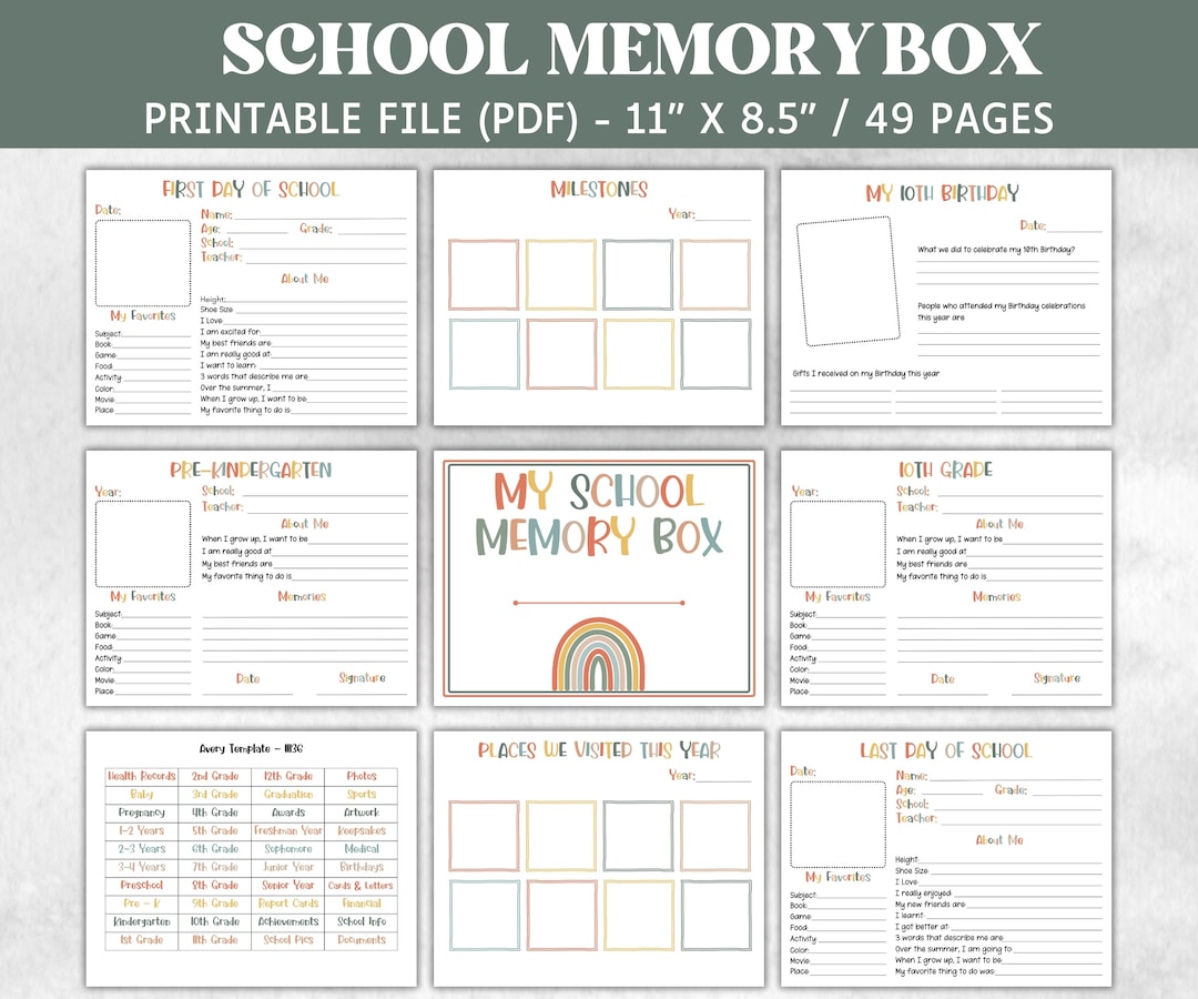 Baby Memory Box Kit, School Memory Book, Memory Journal, Keepsake ...