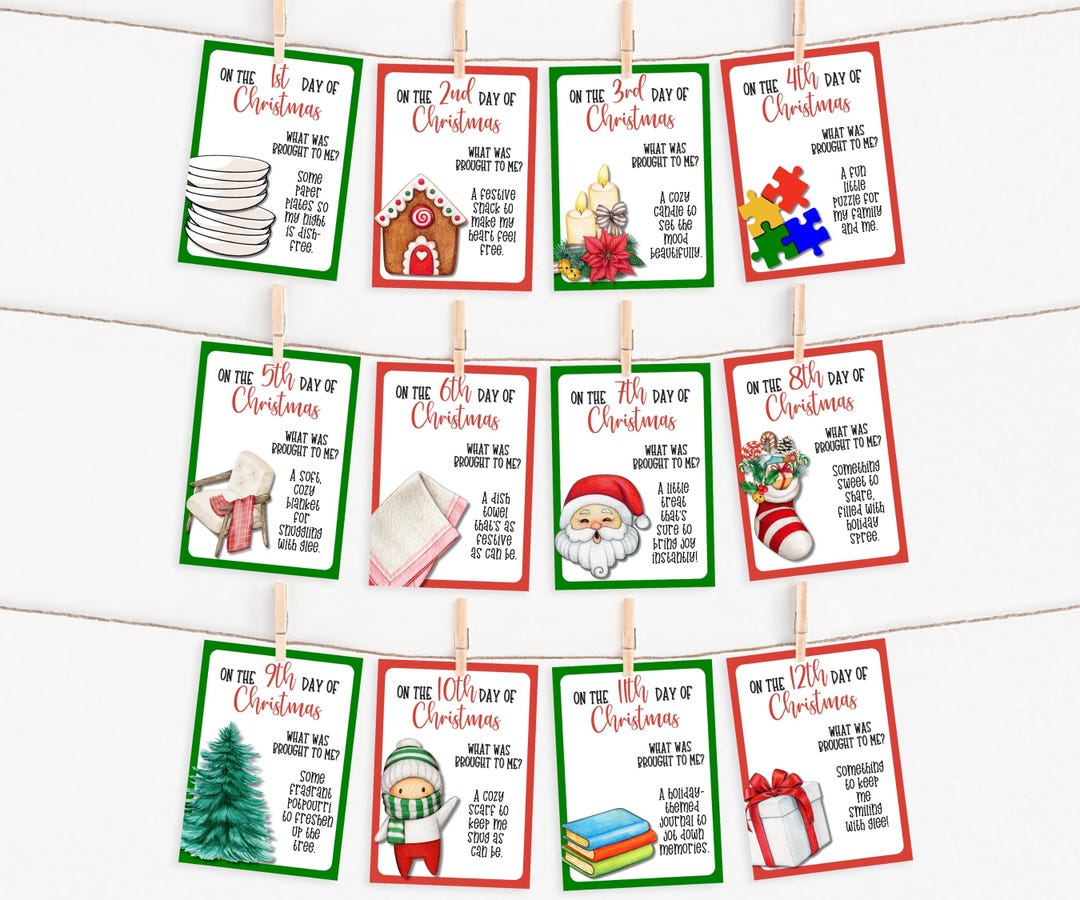 12 Days of Holiday Gift Tags, Printable Holiday Tags for Teachers ...