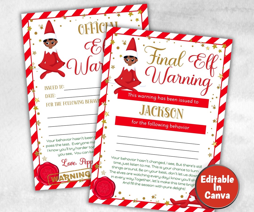 Final Warning Letter, Elf Official Warning Letter, Elf Letter Template ...