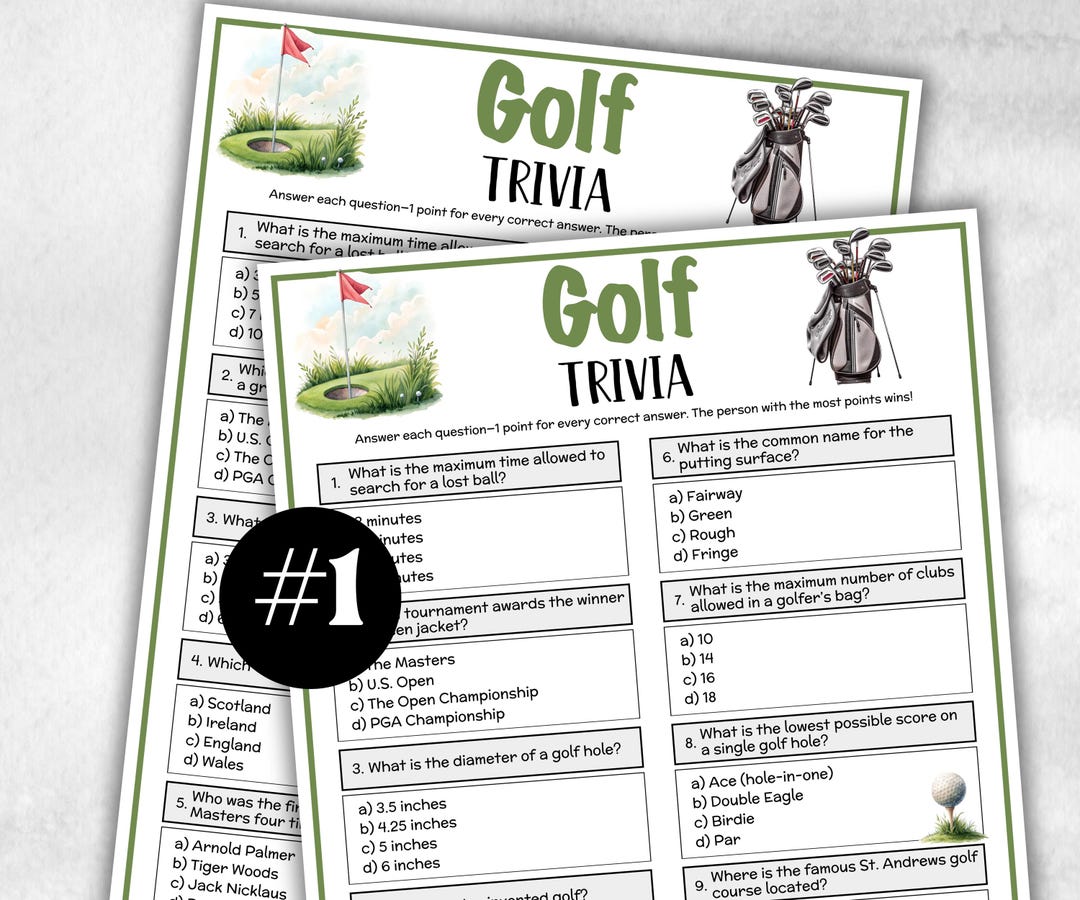 Printable Golf Trivia, Golf Themed Birthday Activity, Seniors Trivia ...