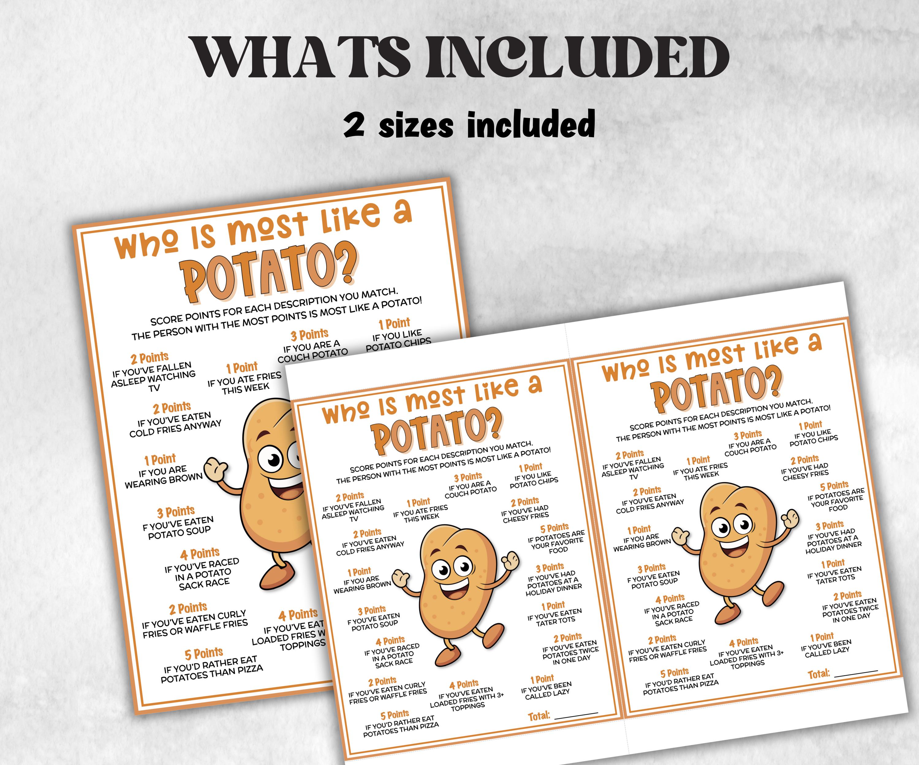 Who is Most Like a Potato, Mr Potato Head, Potato Bar Party, Potato ...