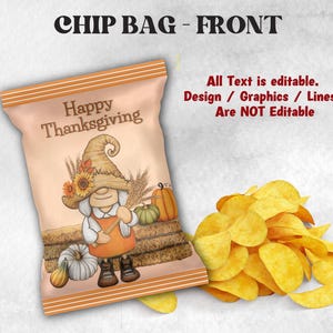 Editable Thanksgiving Chip Bag Wrapper, Thanksgiving Chip Bag, Chip Bag ...
