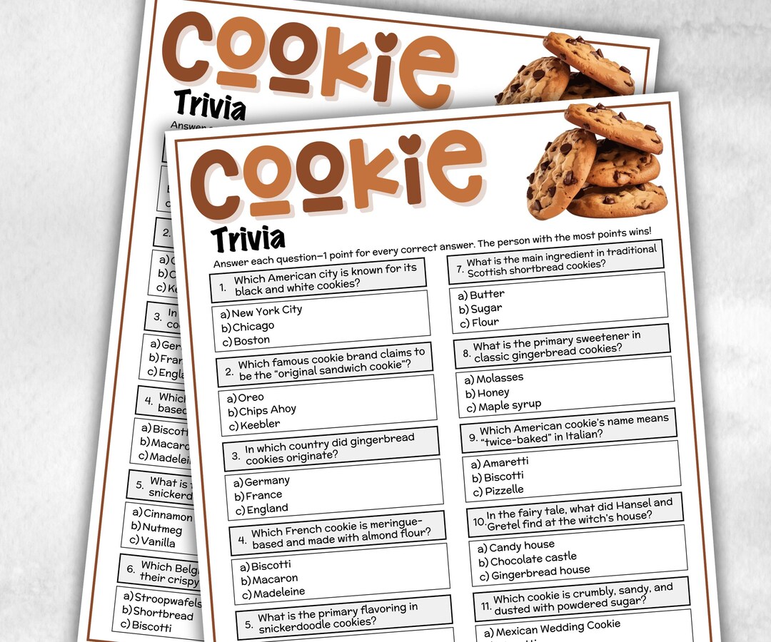 Cookie Trivia Game, Christmas Party Game, Holiday Party Games, Family ...