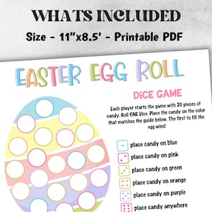 Easter Egg Roll - Easter Printable Game, Roll A Dice Activity, Fun ...