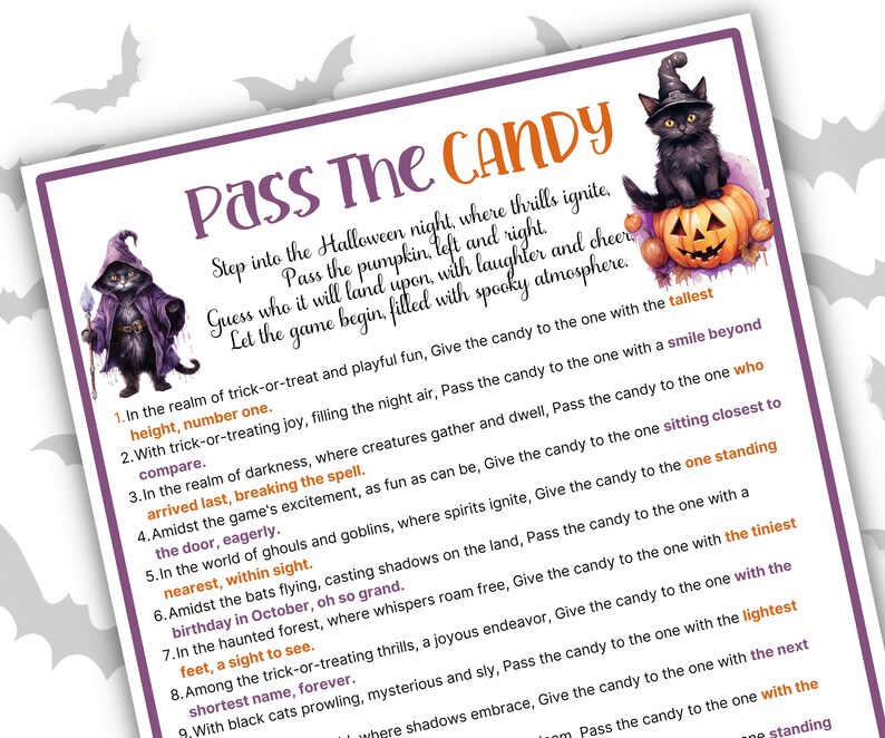 Halloween Pass the Candy Game, Left Right Game, Halloween Candy Game ...
