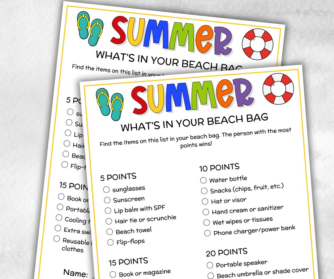 Whats in Your Beach Bag, End of School Summer Activities, Summer ...
