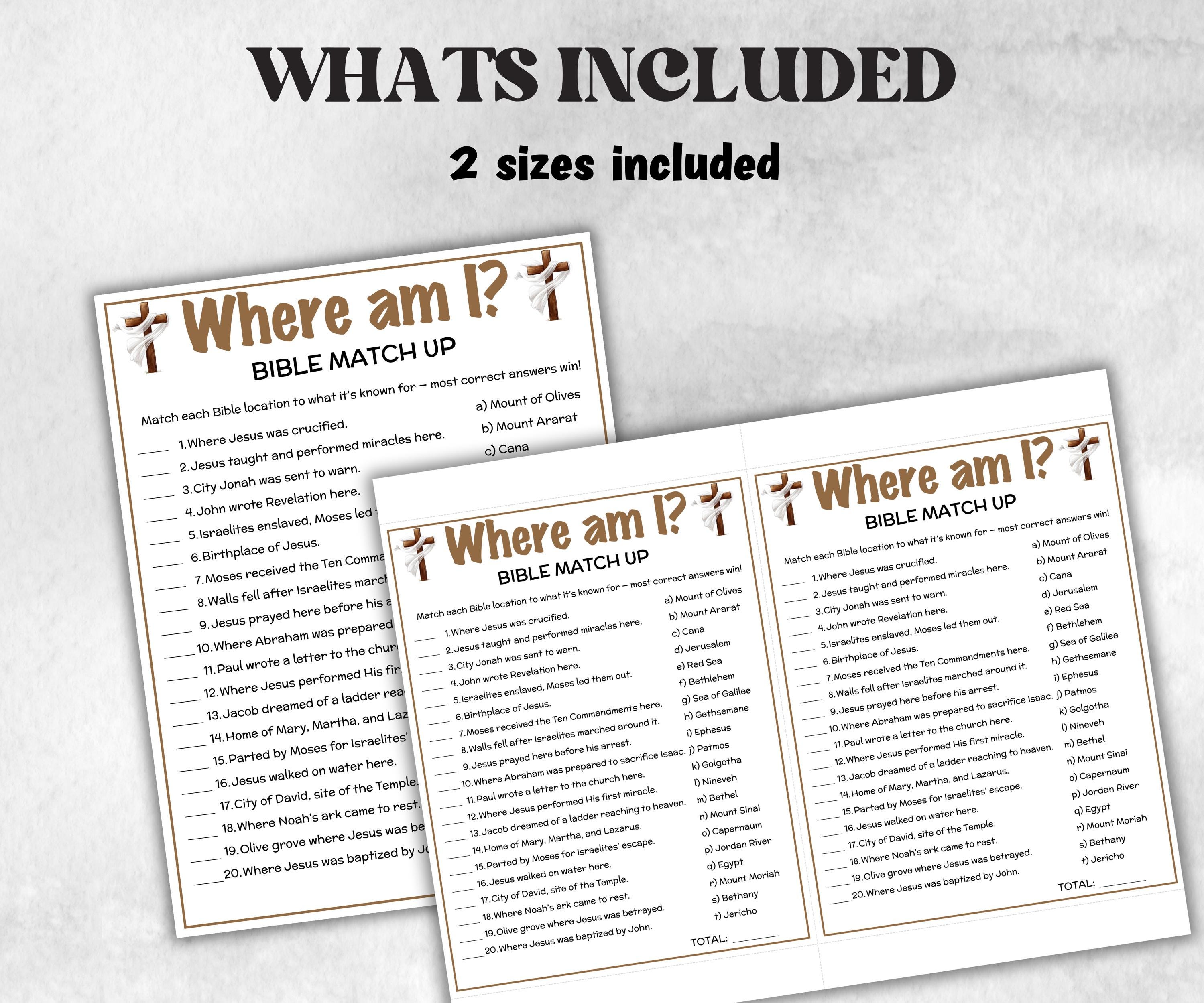 Printable Where Am I Bible Match up for Kid, Old Testament Activity ...