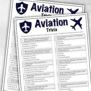 Printable Aviation Trivia, Airplane Birthday, Aviation Baby Shower ...
