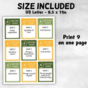 St. Patrick's Day 5 Second Printable Game, Fun Party Game, Office ...