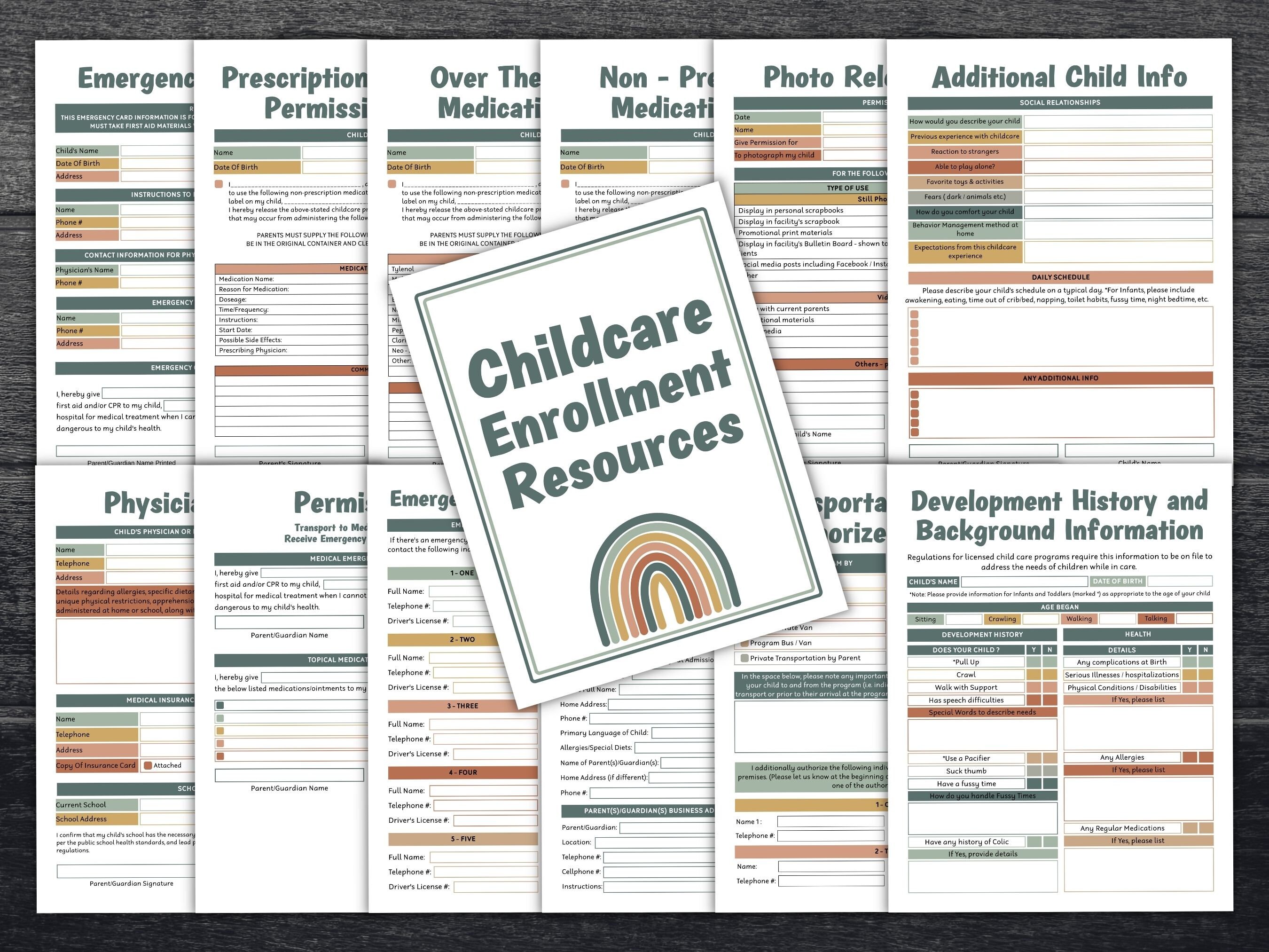 Childcare Forms, Daycare Handbook, Opening a Daycare, Daycare Starter ...