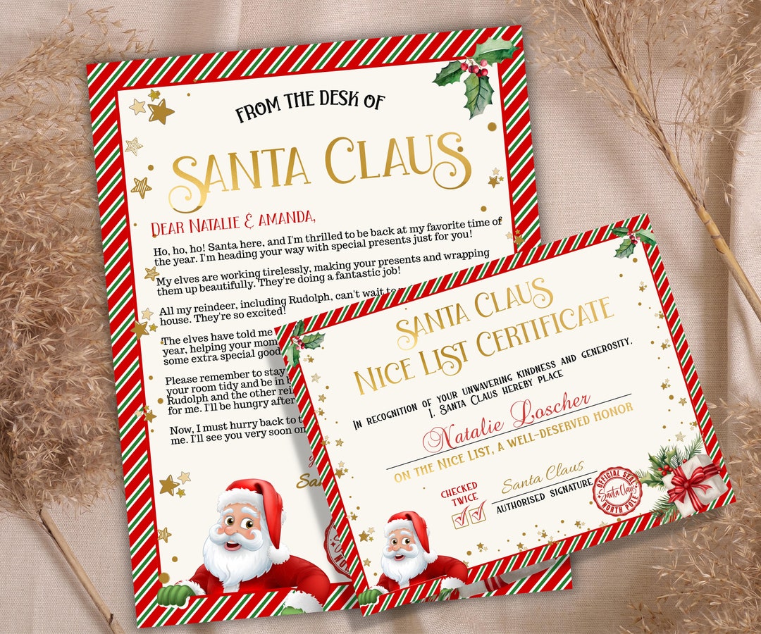 Santa Claus Letter, Editable Santa List, Official Nice List, Kids Xmas ...