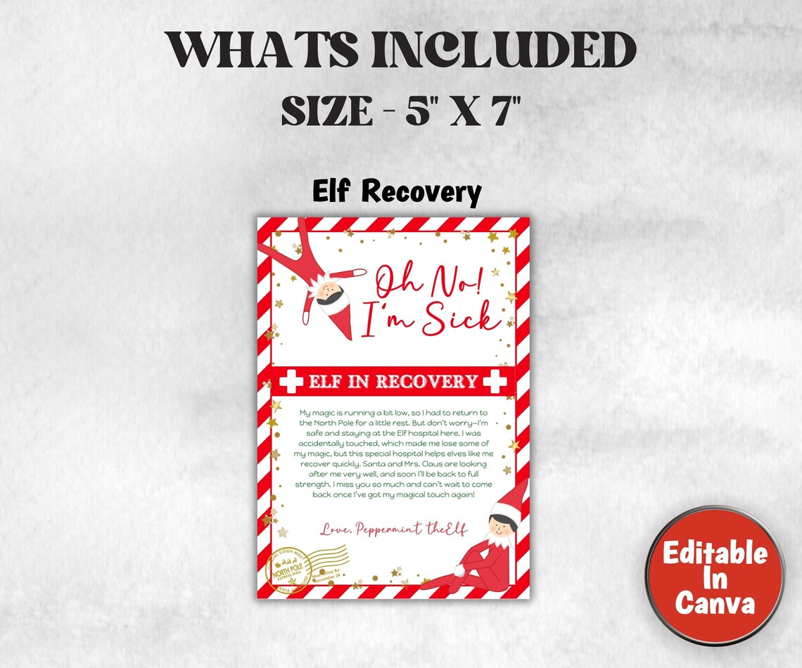 Don’t Touch the Elf, Editable Elf Recovery Letter, Oh No I’m Sick ...