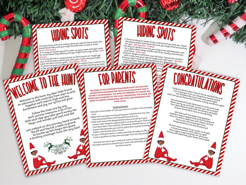 Elf Scavenger Hunt | Elf Props | Printable Elf Game | Christmas Elves ...