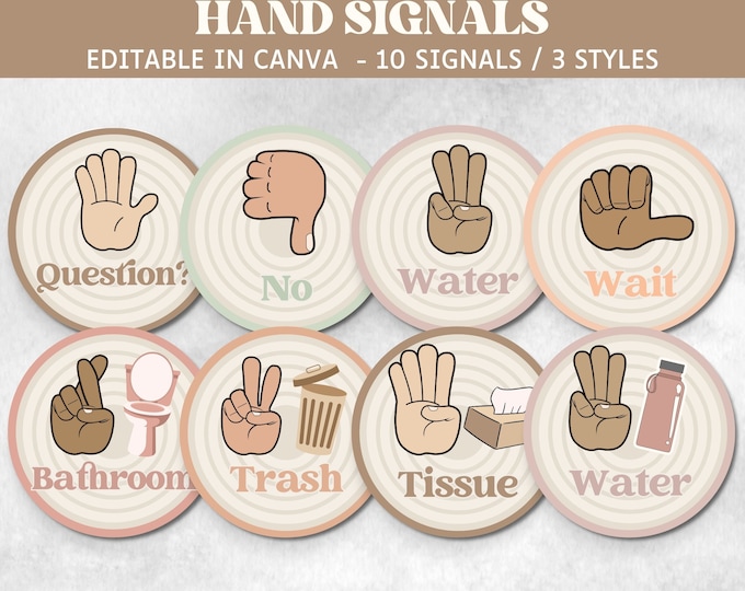 EDITABLE Hand Signals Display | Bulletin Board Posters | Elementary ...