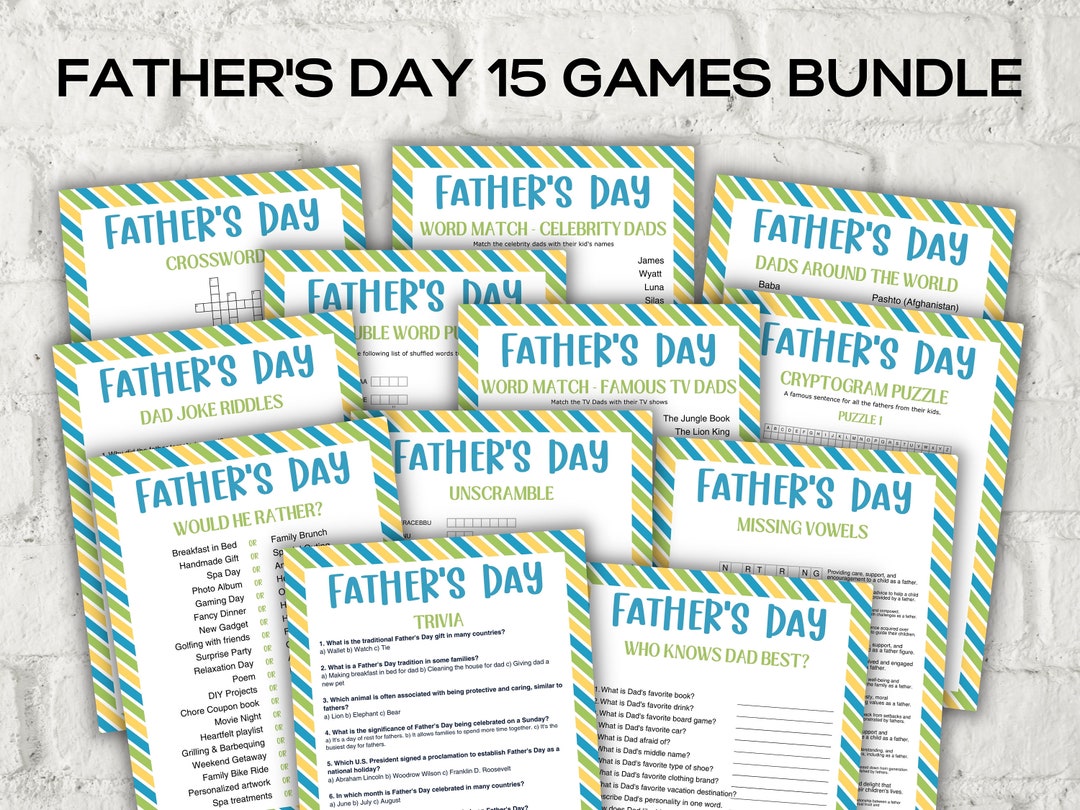 Fathers Day Games Bundle I Printable Father's Day Games for Kids Teens ...
