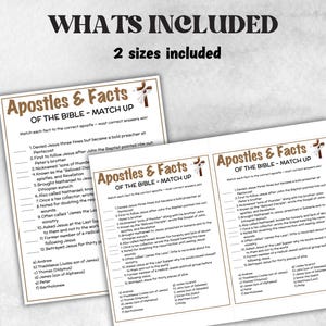 Printable Bible Apostles Facts Match up for Kid, Old Testament Activity ...
