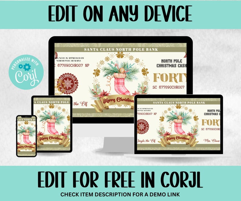 Editable Christmas Bucks, Ready to Print Christmas Play Money, North ...
