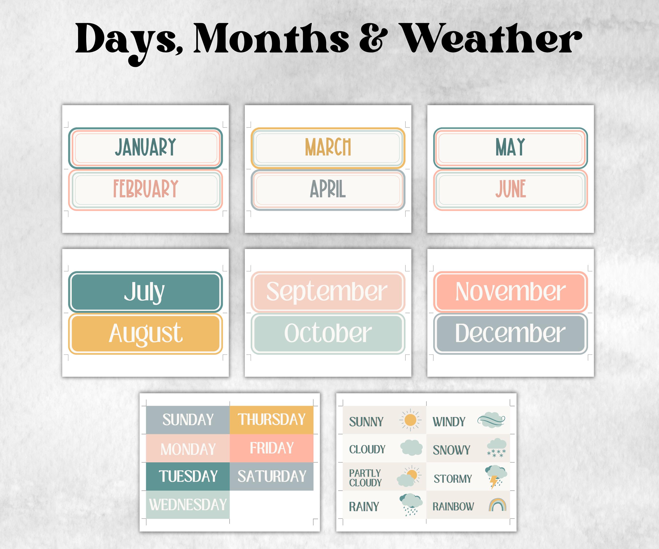 School Calendar, Editable Calendar Display, Classroom Calendar, Back to ...