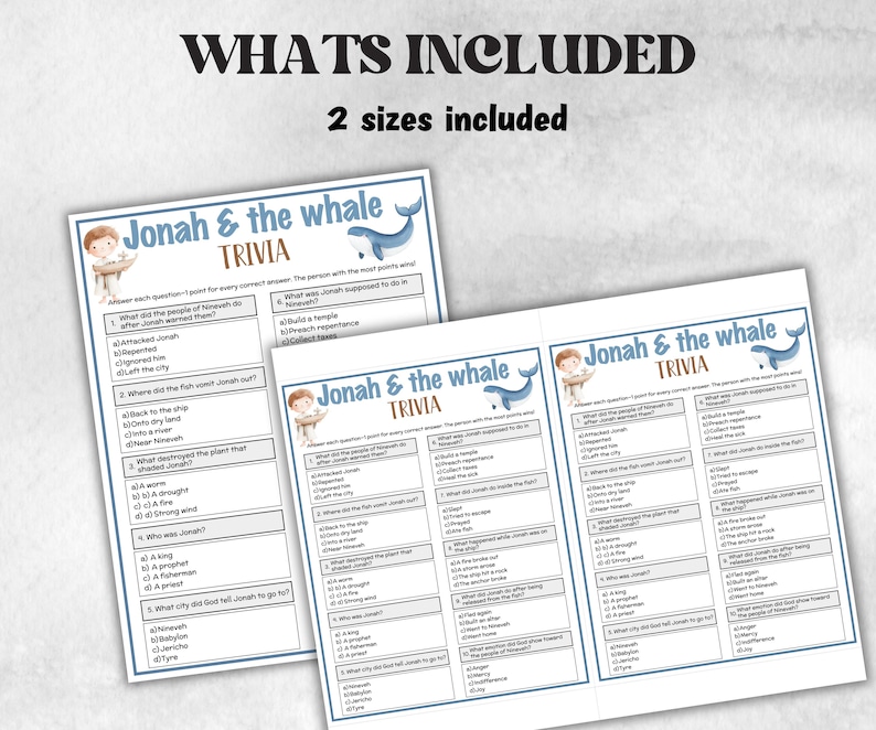 Printable Jonah and the Whale Trivia for Kid, Old Testament Activity ...